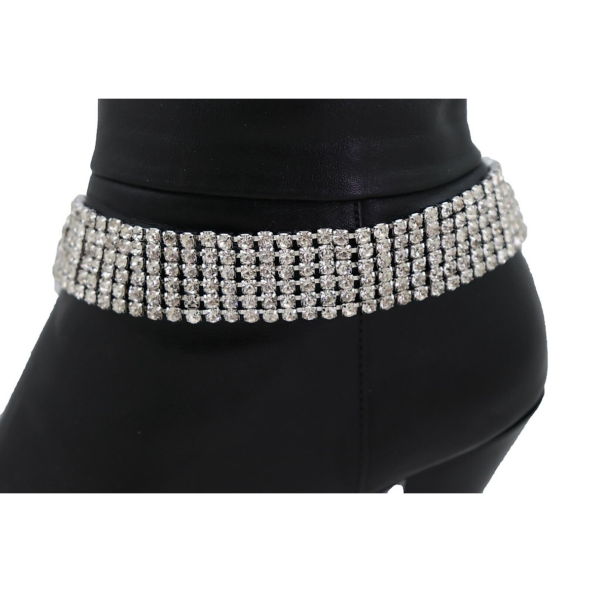 TrendyFashionJewelry Women Silver Metal Rhinestone Mesh Boot Chain Bracelet