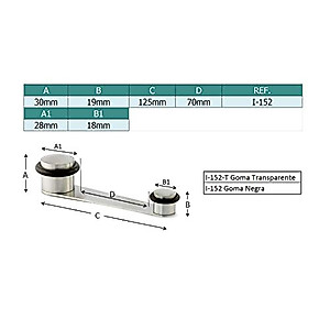 EVI | Rotating Doorstop | for Doors up to 2.75'' Thick | Black Rubber | Stainless Steel Matte Finish | Includes Screw + Anchor | Mod I-152