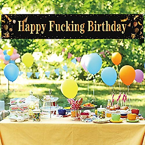 Belrew Happy Fucking Birthday Banner, Funny Fabulous Birthday Party Decor, Large Outdoor Party Sign, Celebrate 21st 25th 30th 35th 40th 45th 50th 60th Birthday Party Garland Supplies (9.8x 1.6ft)