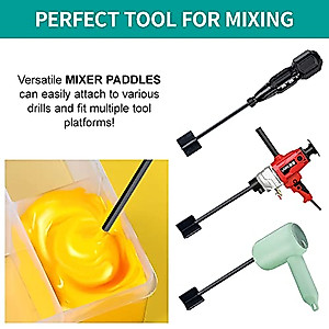 2 Pcs Epoxy Mixer Attachment for Drill, Reusable Paint and Resin Mixer Paddle to Mix Epoxy Resin, Paint, Ceramic Glaze and Reduce Bubbles