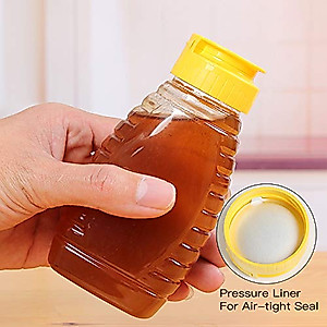 Lainrrew 6 Pcs 12 Oz Honey Jars, Plastic Honey Bottles Clear Empty Honey Containers Honey Dispenser Squeeze Honey Bottle with Leak Proof Flip-Top Caps for Storing and Dispensing (12oz)