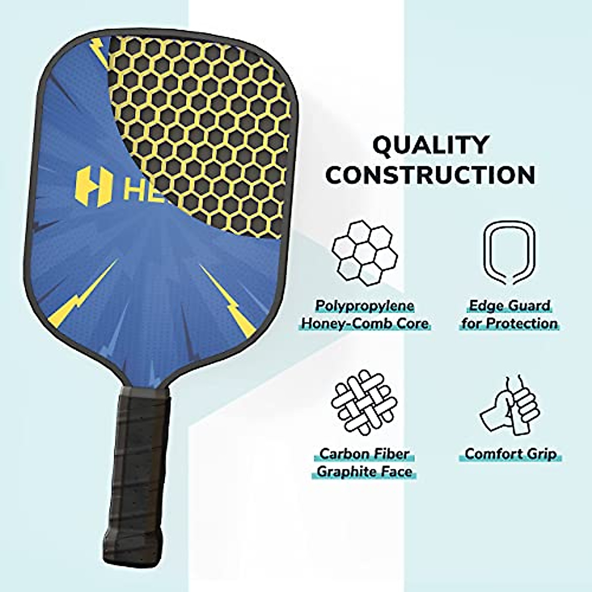 Helium Pickleball Paddle for Kids – (2 Pack - POW! and Girl Power) Child Size, Lightweight Honeycomb Core, Graphite Strike Face, Premium Comfort Grip, 2 Pickleball Paddles & 2 Drawstring Bags