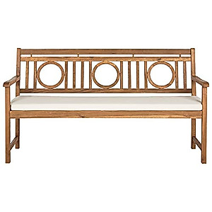 Safavieh PAT6736A Outdoor Collection Montclair 3 Seat Bench, Natural/Beige