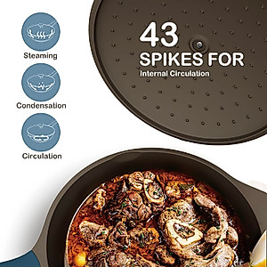 LIGTSPCE Always Nonstick Multipurpose Saute pan,All-in-One Pan,Large Skillet with Strainer,Deep Frying Pan with Lid(11-inch), PFOA Free non stick chef’s pan,Dishwasher and Oven Safe（Cerulean）