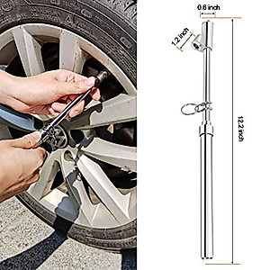 GODESON Dual Head Tire Pressure Gauge,Heavy Duty Pen Tire Gauge Range 10-150PSI and GODESON Air Chuck for Semi Truck, 1/4" FNPT 11.8" Extended Reach Dual Head Brass Air Chuck with Brass Quick Plug, 2-