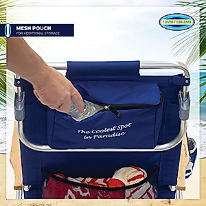 Tommy Bahama 5-Position Classic Lay Flat Folding Backpack Beach Chair, Polyester, Navy