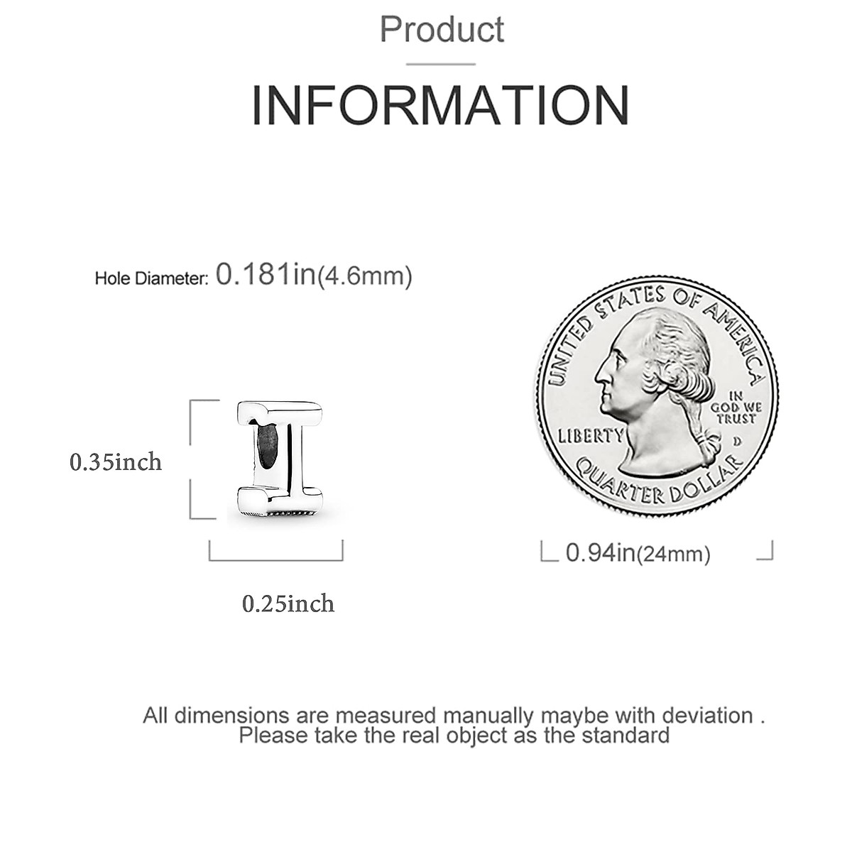 PARCOM Initial Charm S925 Sterling Silver Charms for Bracelets Alphabet I Letters Bead Bracelet for Women Christmas Birthday Charm Bracelets Necklace Pendent Anklet DIY Jewelry