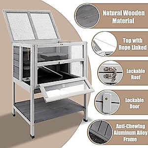 PetsCosset Large Hamster Cages, Wooden Hamster Cages and Habitat with Food Bowl, Shelf and Ladder, Openable Top, Indoor Guinea Pig Cage with Deep Not Leakage Pull Out Tray (23.6" L X 15.7" W X 31.5”H)