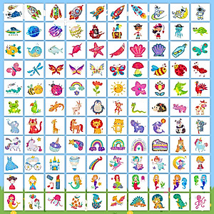 Partywind 408 PCS Temporary Tattoos for Kids, Glow and Glitter Fake Tattoo Stickers for Boys Girls Party Supplies Favors, Cute Goodie Bag Stuffers Gifts for Children (Individually Wrapped Sheet)
