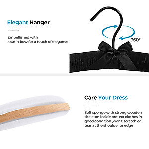 JS HANGER Padded Hanger for Sweaters - 17 Inch Extra Large Heavy Duty Satin Covered Coat Hangers No Shoulder Bump for Women Clothes, Sweaters, Dresses, Clothing, Weddings, Lingerie Pack of 10, Black