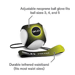 SKLZ Star-Kick Hands-Free Adjustable Solo Soccer Trainer - Fits Ball Sizes 3, 4, and 5 (Volt)