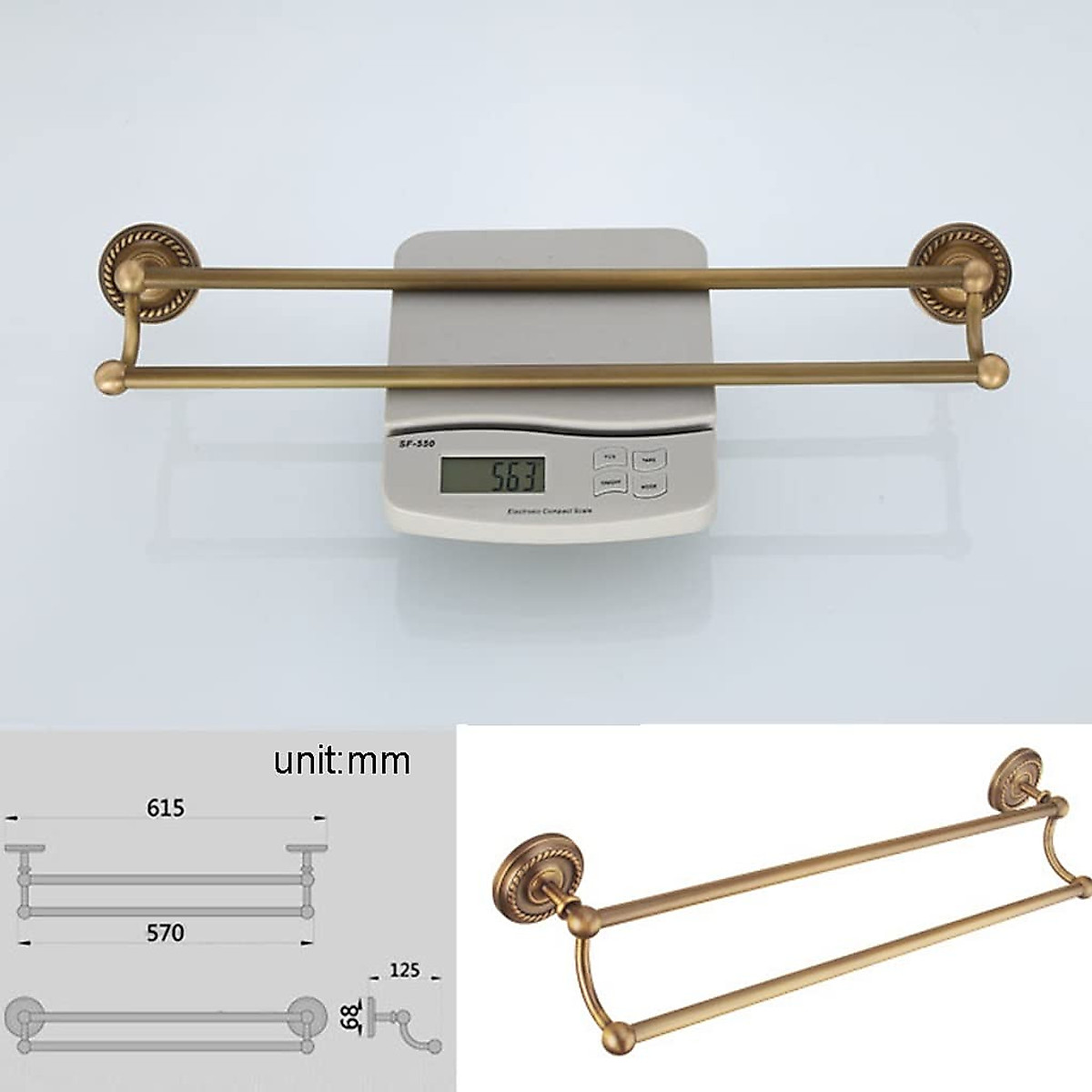 Bath Towel Bar European Style Antique Brass Antique Double Towel Rack, Bathroom Bathroom Towel Rail Towel Holder