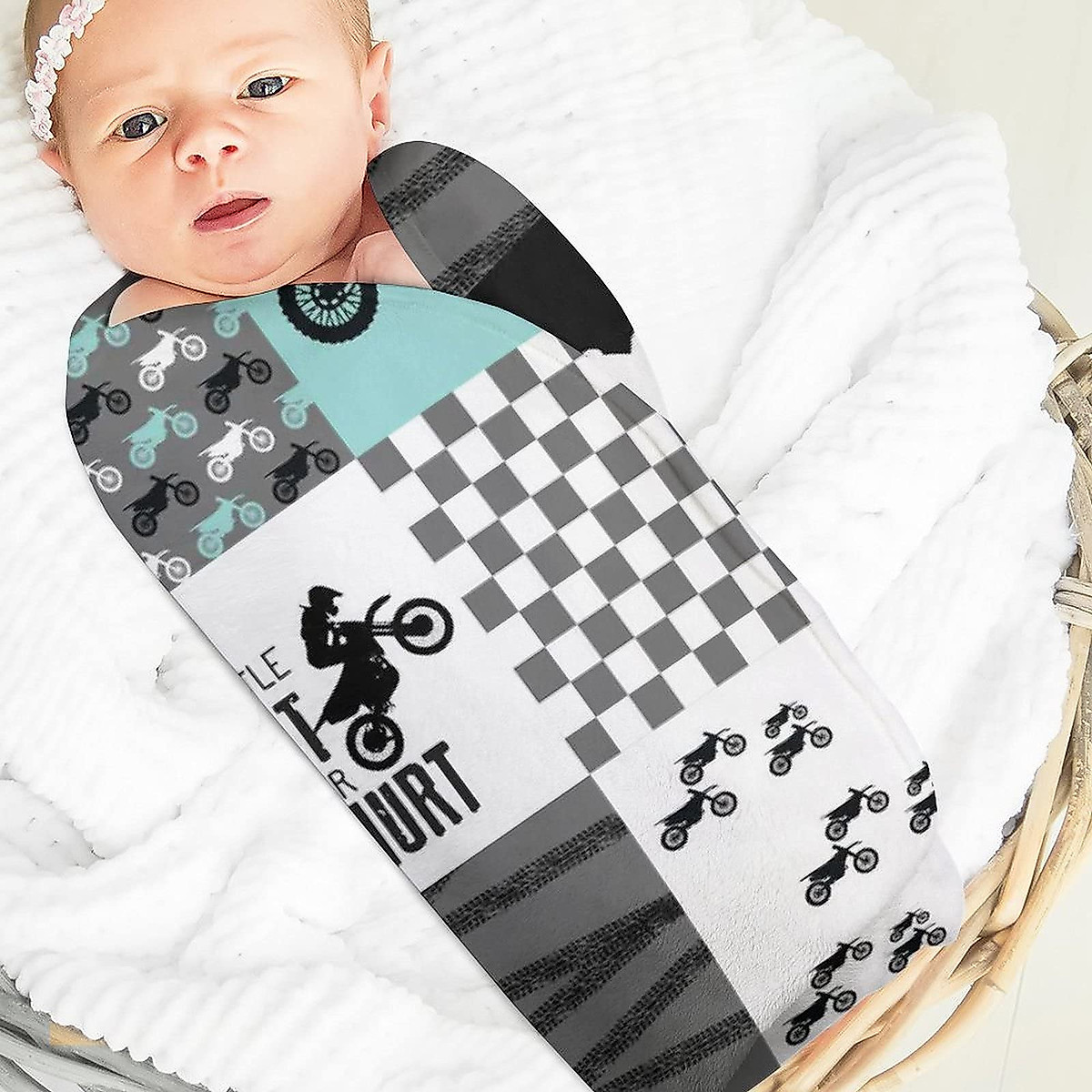 KUAHOM Baby Blanket Motorcycle Got Dirt Swaddle Blanket Novelty Funny Round Throw Blanket Soft Flannel Blanket for Newborn Infant Boys Girls One size