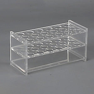 GSHLLO 18 Holes Acrylic Test Tube Holder Clear Test Tube Rack Tube Vial Holder Rack Make up Brushes Drying Rack Test Tube Display Stand for 10ml 15ml Test Tubes