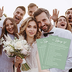 Green Theme Bridal Shower Games 25 Guests, i Spy with My Little Camera Bridal Games, Wedding Advice Cards, Wedding Games for Reception, Bride Groom Wedding Bachelorette Engagement Party Supplies-D02