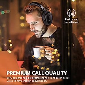 MOVSSOU SE8 Hybrid Active Noise Cancelling Headphones, Wireless Over-Ear Bluetooth Headphones with Hi-Fi Stereo Sound, Lightweight, Comfortable Protein Earpads, ENC Calls, 30H Playtime, Matte Black