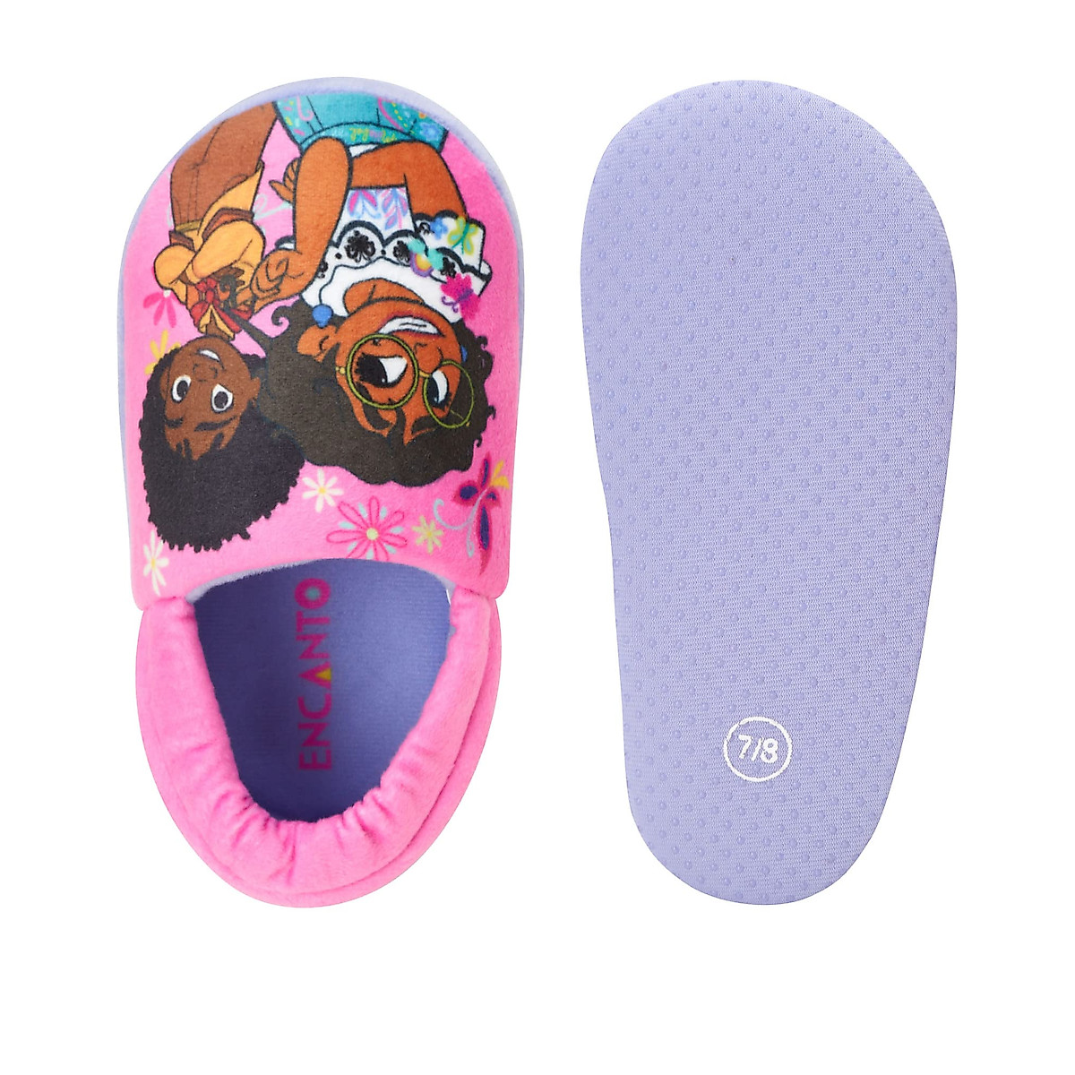Disney Girls' Encanto Slippers - Mirabel and Luisa Plush Fuzzy Slippers, Non-Skid Sole (5-12), Size 7/8, Mirabel And Luisa
