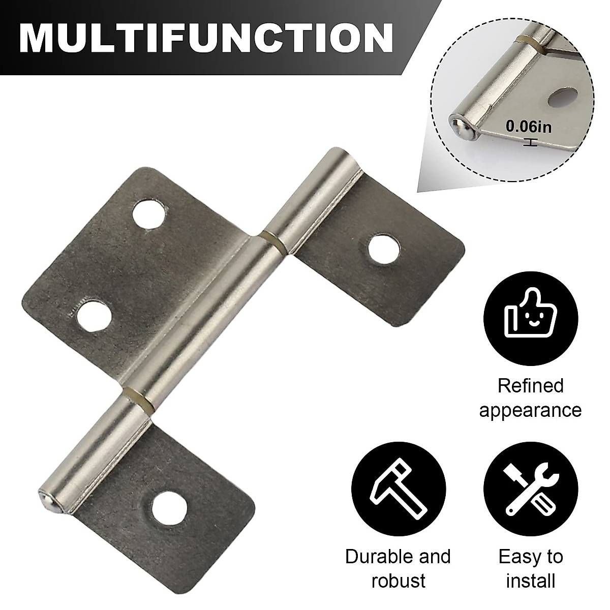 Three Leaf Non-Mortised Hinge for Mobile Home & RV Interior 4 Packa Satin Nickel Door Hinges with Screws