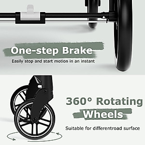 INFANS 2 in 1 Baby Stroller, High Landscape Infant Stroller & Reversible Bassinet Pram, Foldable Pushchair with Adjustable Canopy, Storage Basket, Cup Holder, Suspension Wheels (Black)