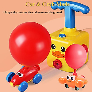 NEXTAKE Balloon Powered Car Launcher Toy Set, Aerodynamics Air Powered Toy Balloon Power Racer Balloon Car Toy with Pump, Launch Pad, Astronaut, Rocket (Duck with Launch Pad)