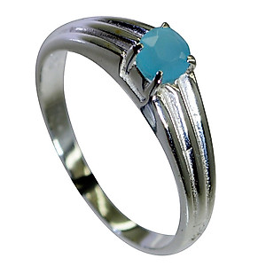 55Carat Brand Genuine Aqua Chalcedony Oval Shape Sterling Silver Statement Ring Size 4,5,6,7,8,9,10,11,12