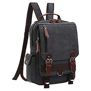 mygreen Sling Canvas Cross Body Messenger Bag Shoulder Backpack (Black-Zipper Shoulder)