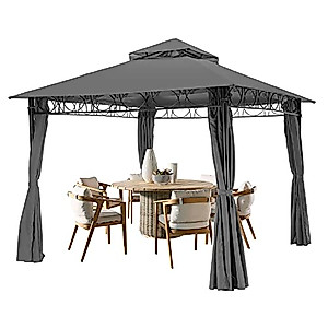 Outdoor Canopy UV Protection Gazebo Canopy Tent with 4 Sidewall for Patio Outdoor (10'x10', Grey)