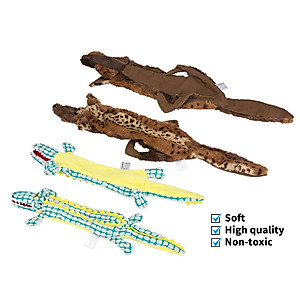 AZSSMUK Dog Squeaky Toys, Pet Crinkle Dog Toy No Stuffing Dog Plush Toys with Durable Double Layer Fabric for Small Large Dogs Chew Toys Set (3PCS)