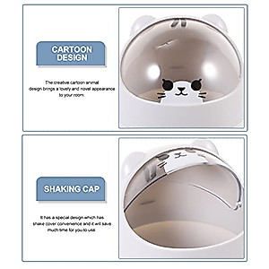 Veemoon Kitchen Trash Bin Table Trash Can Mini Wastebasket Cartoon Bear Design Compost Bin Easy Clean Countertop Plastic Garbage Can for Bathroom Vanity Countertop Grey Recycling Bins Trash Bin