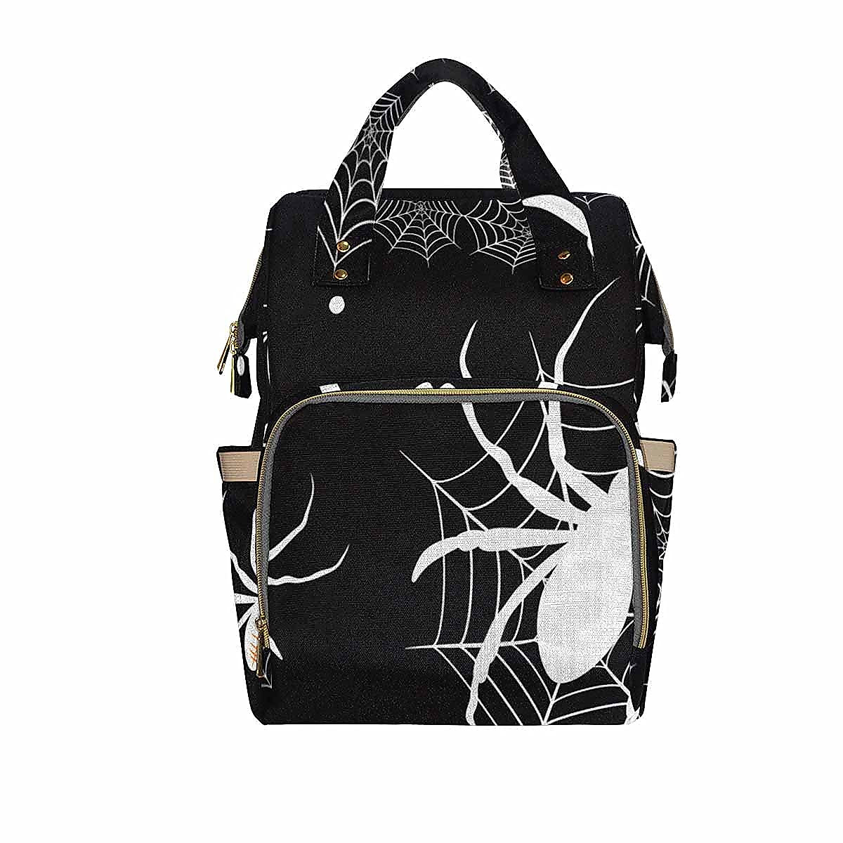 InterestPrint Lightweight Diaper Bag Backpack Convenient for Travel Spi-der Webs Black White
