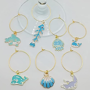 HISEVOG 30pcs Beach Theme Wine Glass Charms