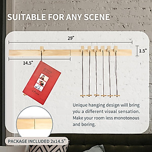 LIFVEAN Hanging Shelves for Wall - Wood Modern Bookshelf Bookmarks Rope Hanging Shelves Unique Bookshelf - Surprises for Book Lovers, Friends, Colleagues and Classmates