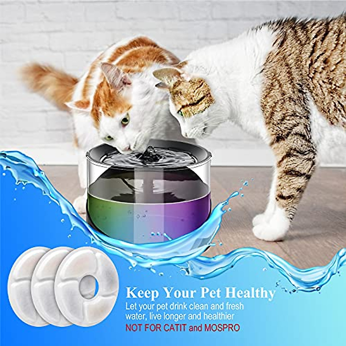 Cat Water Fountain Filters, 5 inch Pet Fountain Filters, Dog Fountain Activated Carbon Filters Replacement, Compatible with Cats and Dogs Automatic Water Dispenser (16Pcs)