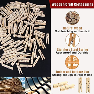 KIMOBER 1.77Inch Wooden Clothespins,Sturdy Natural Wooden Craft Peg Pins Clips for Photos Pictures Paper Crafts,100pcs