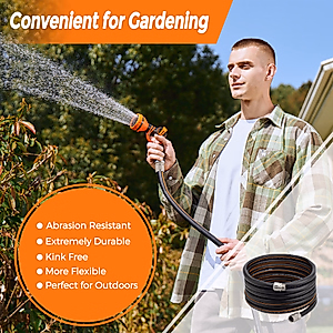 Giraffe Tools Garden Hose 100 ft, 5/8" Rubber Water Hose with Custom Length, Heavy Duty, No Kink, Flexible Gardening Hose with Male to Female Fittings for Garden & Yard