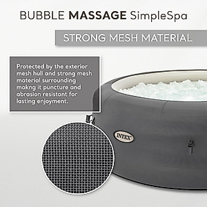 INTEX 28483E SimpleSpa Bubble Massage Spa: includes Insulated Cover – Built-in QuickFill Inflation – Soothing Jets – 4 Person Capacity – 77" x 26"