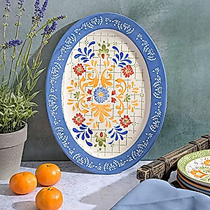 Laurie Gates by Gibson Hand Painted Tierra Mix and Match Dinnerware Set, Oval Platter (13.8"), Assorted