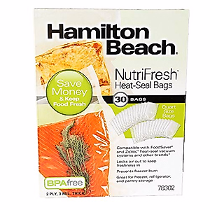 Hamilton Beach NutriFresh Heat Vacuum Sealer, 30 Quart Bags (78302)