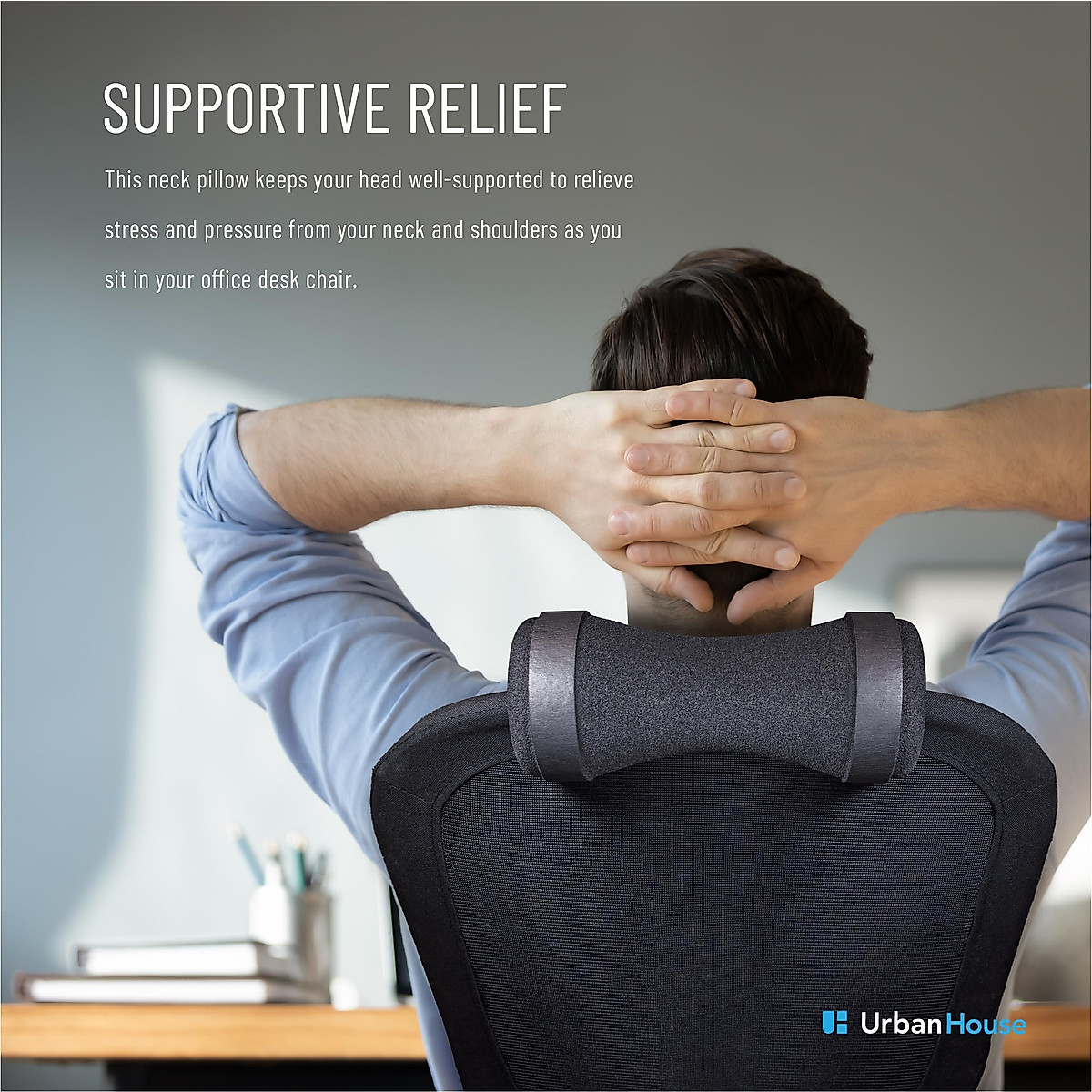 urbanhouse Neck Support Firm Pillow for Office Desk Mesh Chair Without Headrest