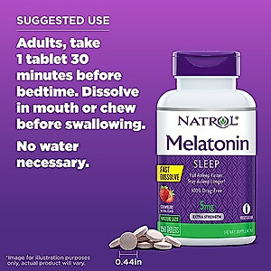 Natrol Melatonin 5mg, Strawberry-Flavored Dietary Supplement for Restful Sleep, 150 Fast-Dissolve Tablets, 150 Day Supply