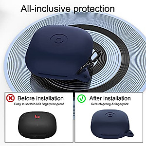 leChivée for Beats Fit Pro Case Cover 2021, Soft Silicone Beats Fit Pro Earbuds Cover Anti-Lost Protector Case with Carabiner Compatible with Beats Fit Pro Earbuds (Blue)