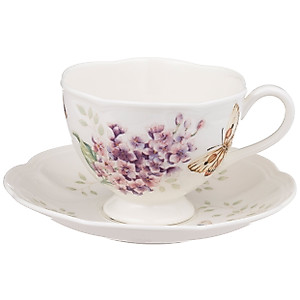 Lenox Butterfly Meadow Orange Sulphur 8-Ounce Porcelain Cup and Saucer Set -