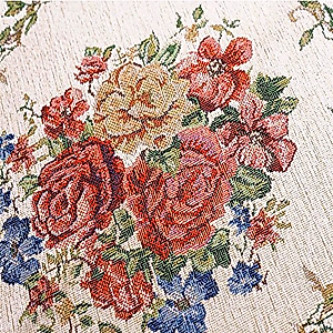Ukeler Rustic Floral Rose Area Rugs Vintage Traditional Round Accent Floor Rugs 100% Machine Washable Shabby Country Style Carpet for Bedroom, 4'x4'