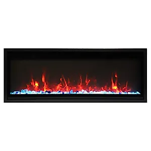 60" Extra Slim Indoor Only Electric Fireplace with Black Steel Surround