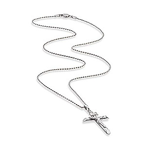 Miabella Rhodium Plated 925 Sterling Silver Small or Large Crucifix Cross Necklace for Men Women, Cross Pendant with Rope Chain, Made in Italy (Small, Length 22 Inches (men's average length))