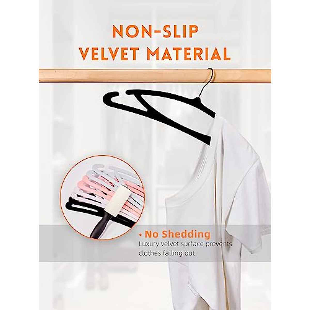 HOUSE DAY Black Velvet Hangers 60 Pack, Luxury Felt Hangers Non Slip Clothes Hangers, Space Saving Black Hanger Heavy Duty Coat Hanger, No Shoulder Bump Focked Hanger with 360° Swivel Hook for Closet