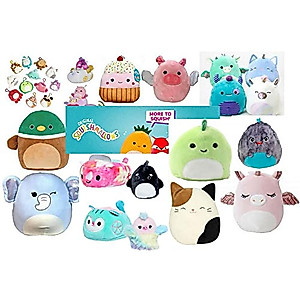 Squishmallow Official Kellytoy Mystery 4 Pack ~ 8 inch, 5 inch, 3.5 inch Clip and 2" Mini Squishville Set