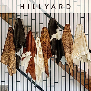 Hillyard Cowhide Rug Brown and White Real Handcrafted Grade A Natural Cowhide Rug - Sustainably Sourced and Lasts Longer - Extra Large Cut 7.5 x 6.5 ft