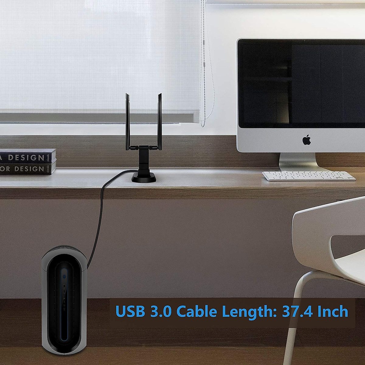 OOWOLF USB WiFi Adapter 1200Mbps Dual Band 2.4GHz/300Mbps 5.8GHz/867Mbps USB 3.0 Wireless WiFi Dongle with 5dBi High Gain Antenna for PC, Desktop, Laptop of Windows XP/Vista/7/8/10, Mac, Linux