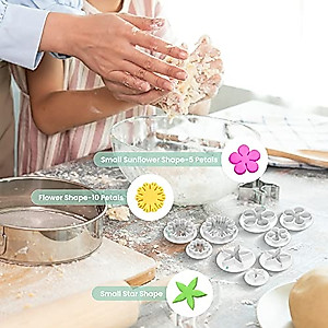 NUOMI Cookie Mold Presses Mooncake Mold Fondant Stamps with Cookie Cutters Set of 33 Small Pastry Molds